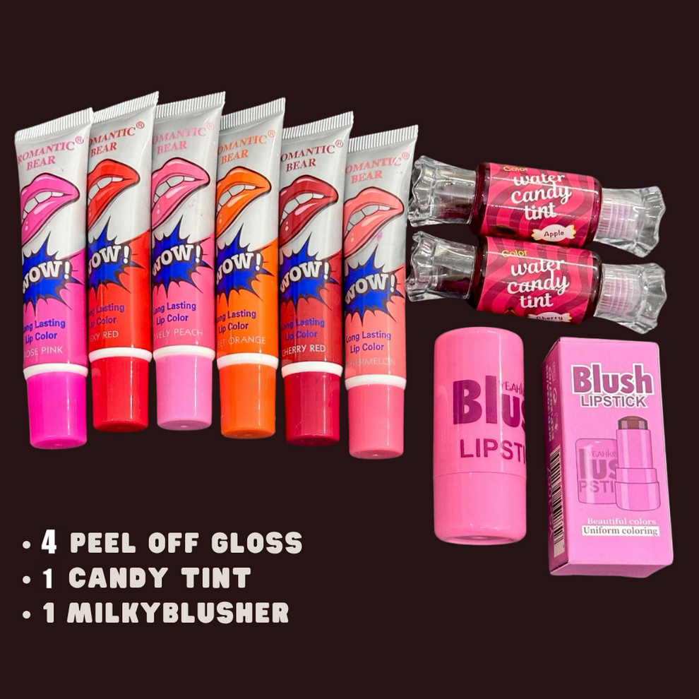 Ultimate Lip & Cheek Deal – 4 x Peel-Off Gloss + Candy Tint + Milky Bl ...